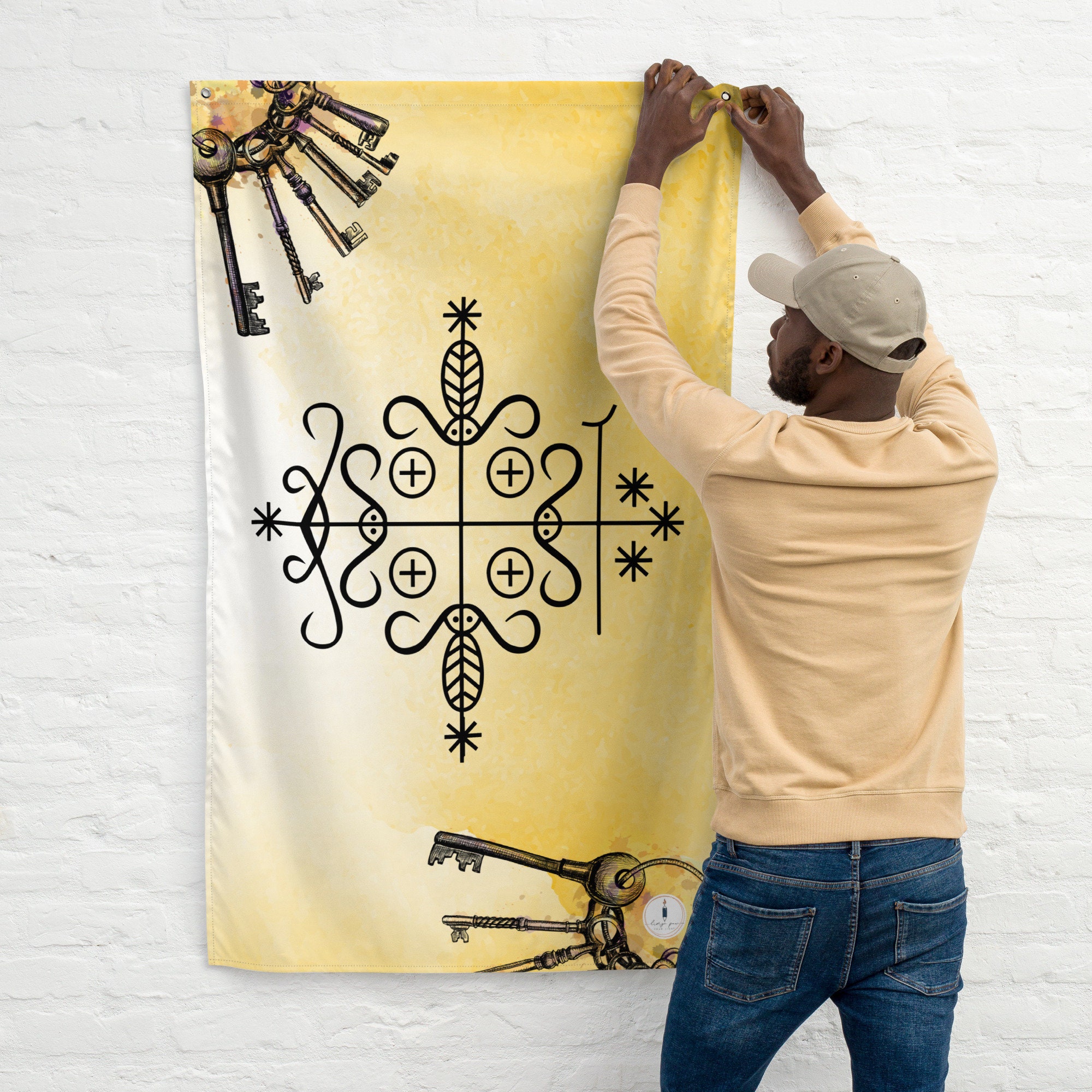 Vèvè PAPA LEGBA Flag | LEGBA Drapo Seremoni Vodou - Etsy