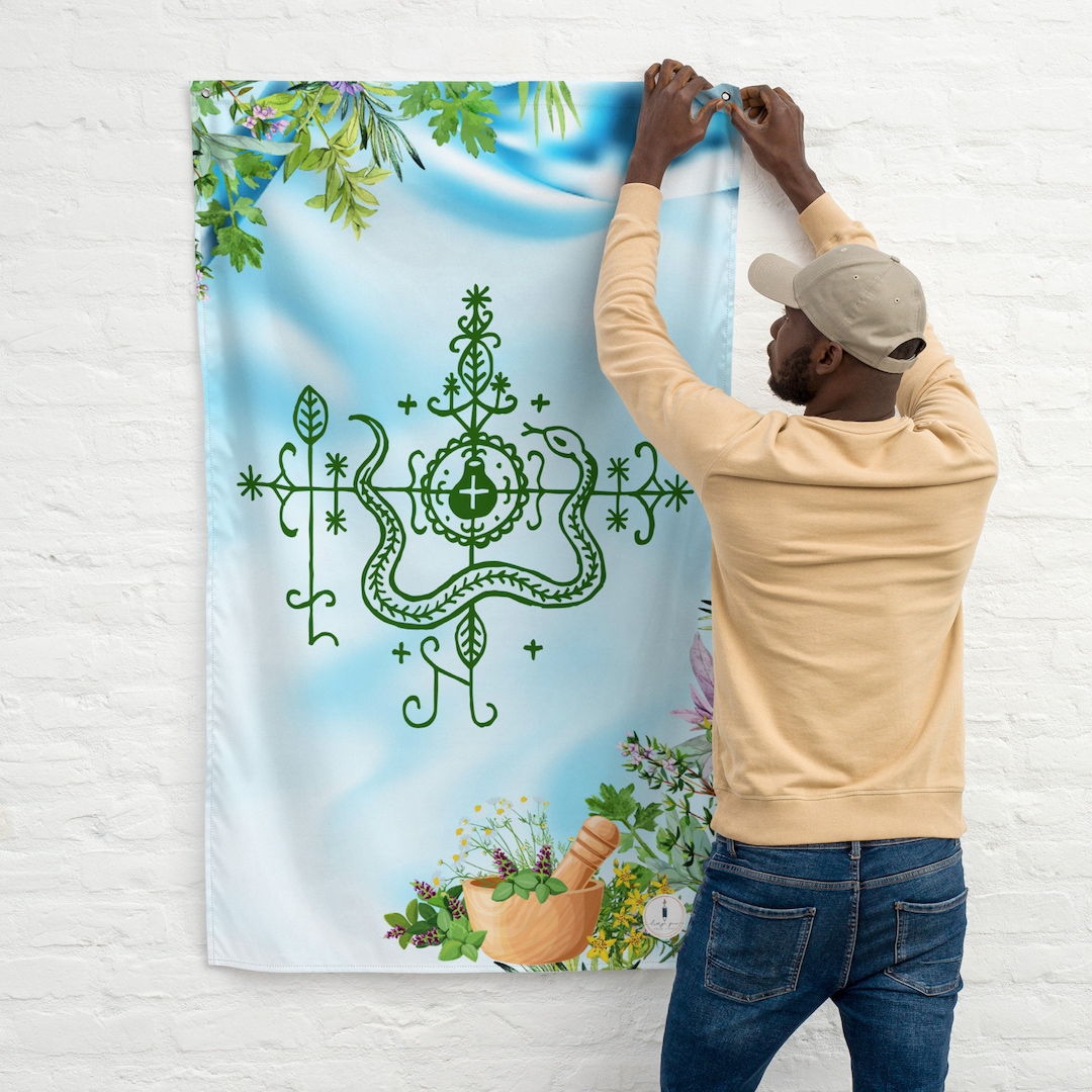 Vèvè SIMBI MAKAYA Drapo Seremoni Vodou | Simbi Ritual Flag - Etsy
