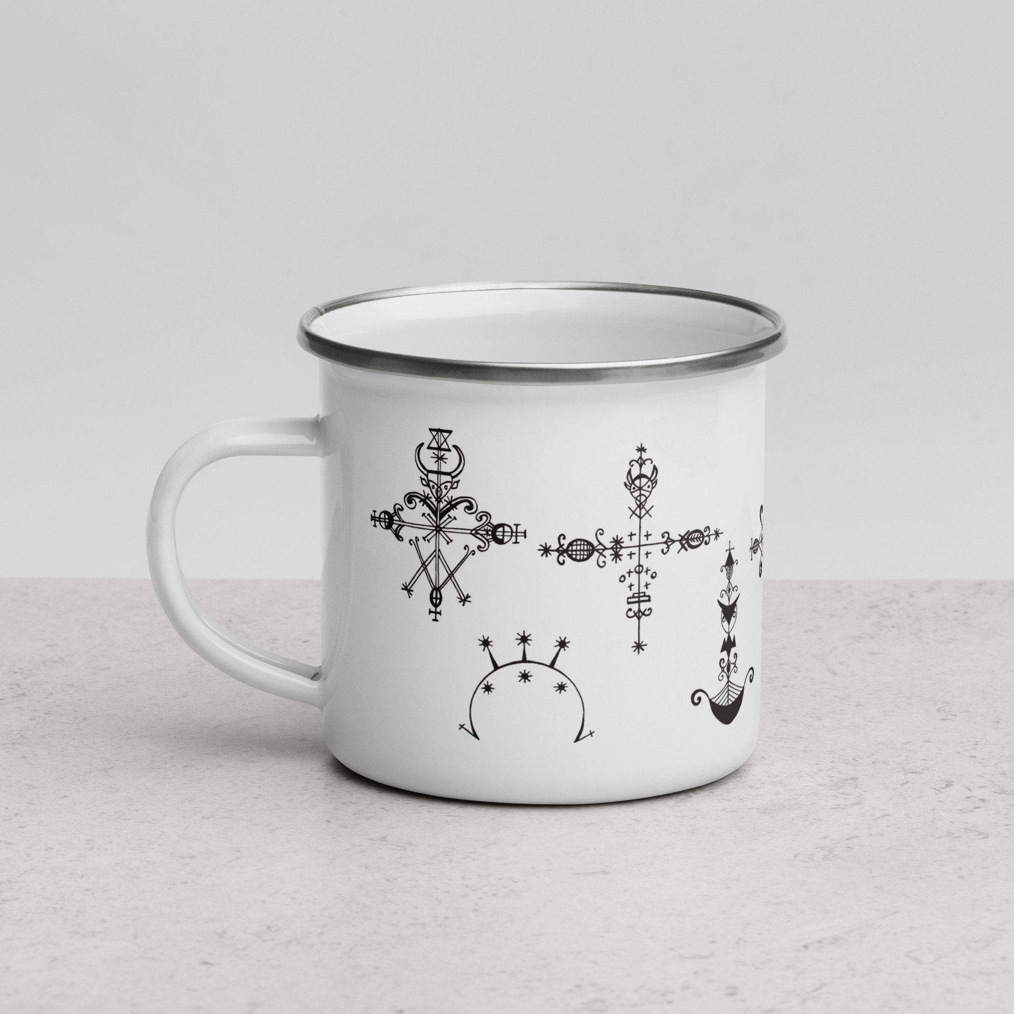 BOSOU Haitian Vodou Vèvès Enamel Mug **medium Size** | Haitian Vodou ...