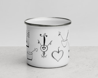 BARON GEDE BRIJIT Haitian Vodou Vèvès Enamel Mug medium Size Haitian ...