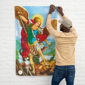 ST MICHEL ARCHANGE | St Michael Flag | Agawou Drapo Seremoni - Etsy