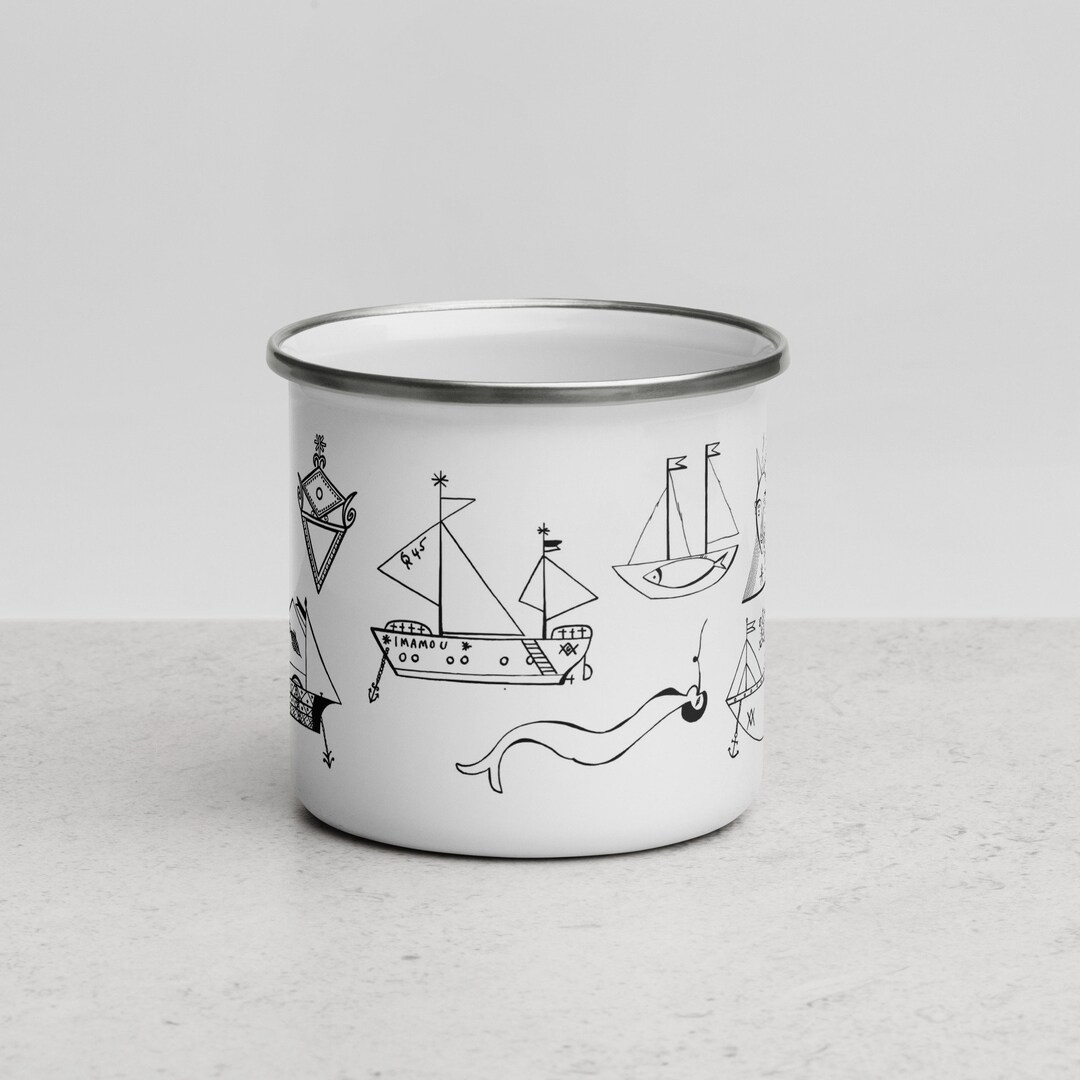 AGWE LA SIRÈN Haitian Vodou Vèvès Enamel Mug **medium Size** | Haitian ...