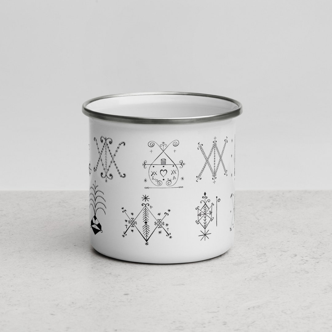 AYIZAN AÏZAN Haitian Vodou Vèvès Enamel Mug **medium Size** | Haitian ...