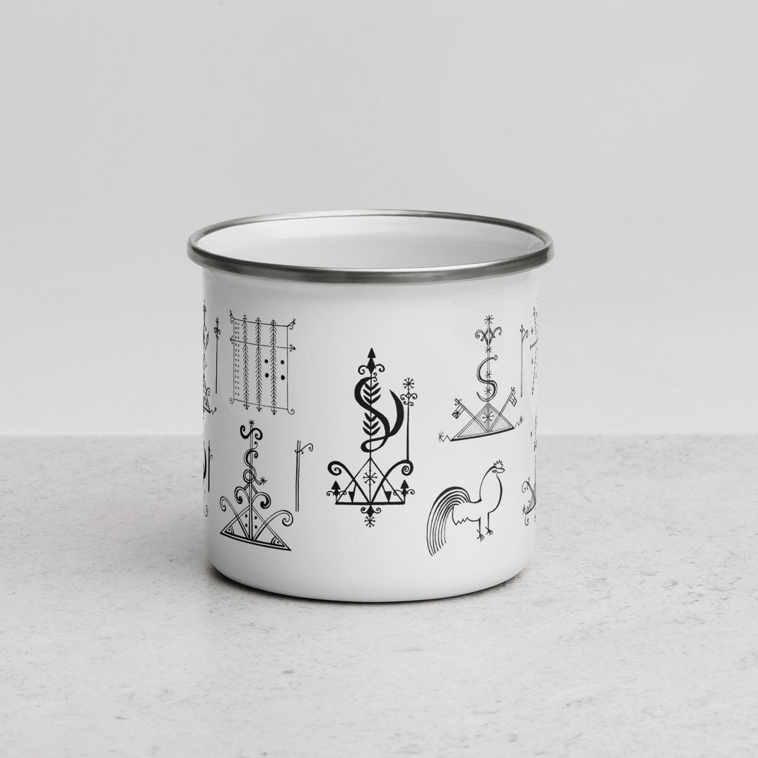 PAPA LOKO | LOCO Haitian Vodou Vèvès Enamel Mug **medium Size ...