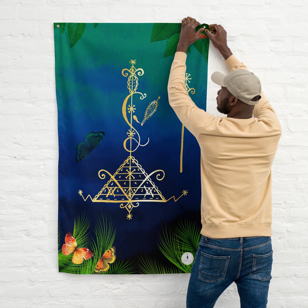 PAPA LOKO Vèvè Flag | Drapo Loko | Drapo Seremoni Vèvè Loko - Etsy