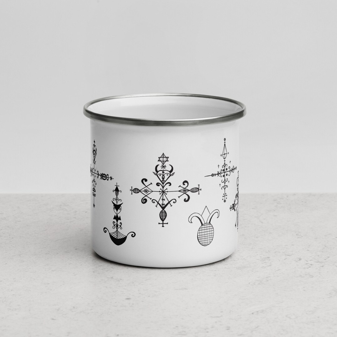 BOSOU Haitian Vodou Vèvès Enamel Mug **medium Size** | Haitian Vodou ...