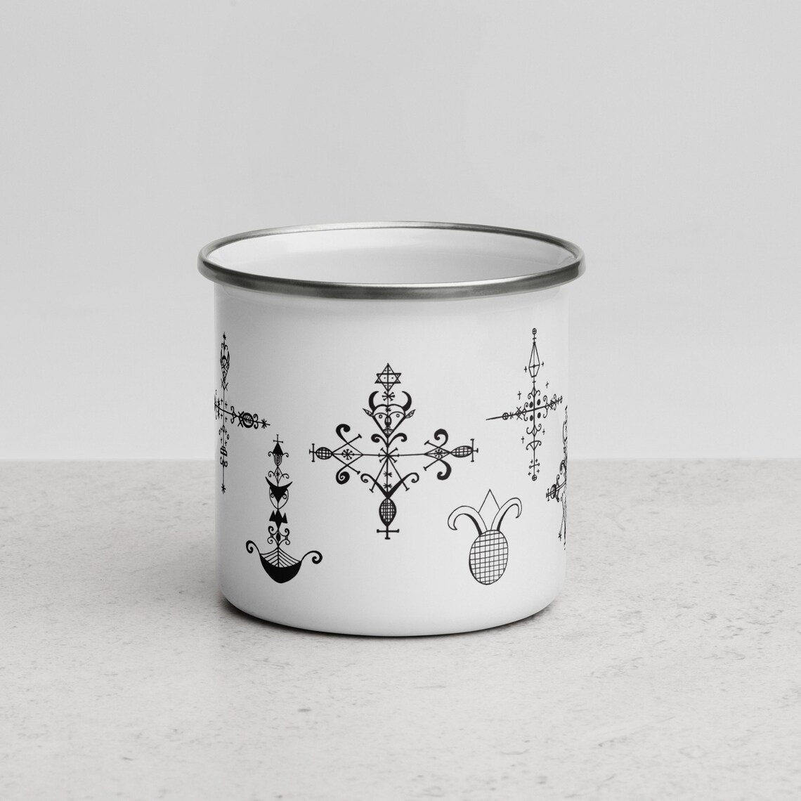 BOSOU Haitian Vodou Vèvès Enamel Mug **medium Size** | Haitian Vodou ...