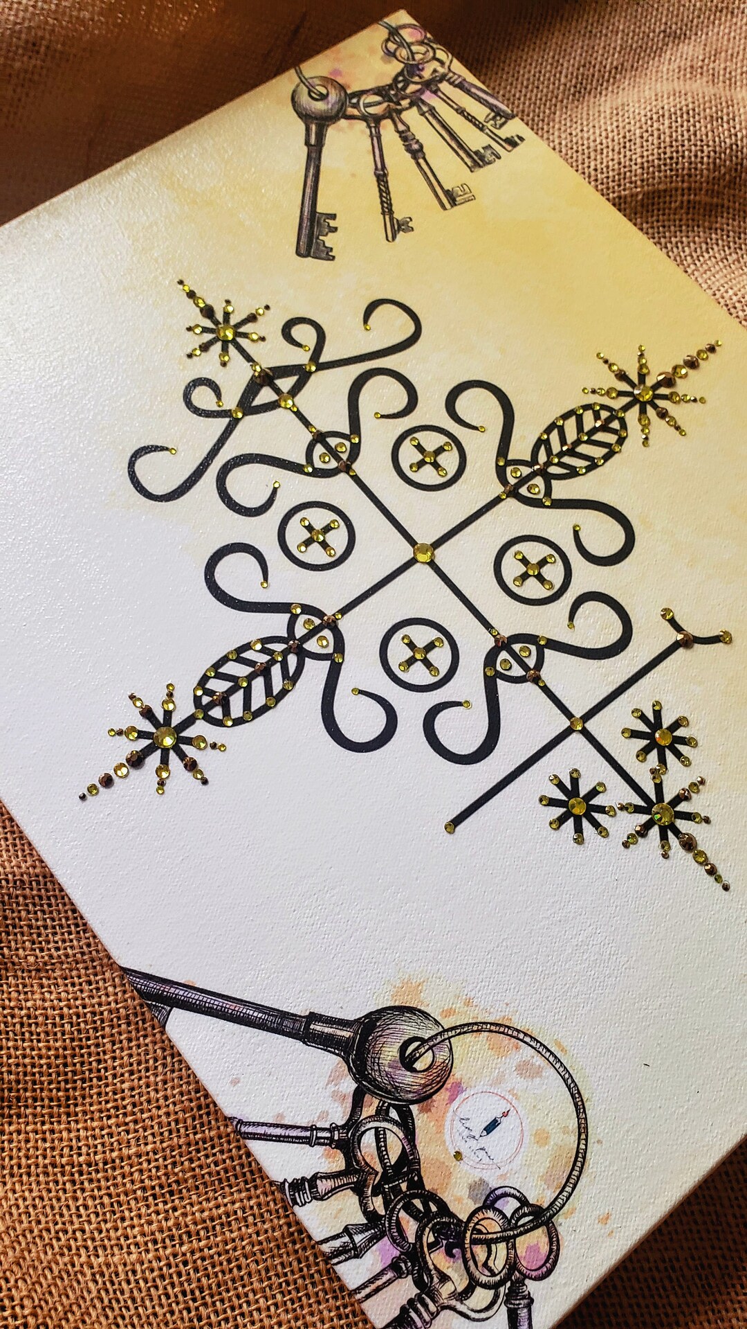 PAPA LEGBA Bejeweled 11"x14" Canvas Frame | Atibon Legba Vèvè | Haitian ...