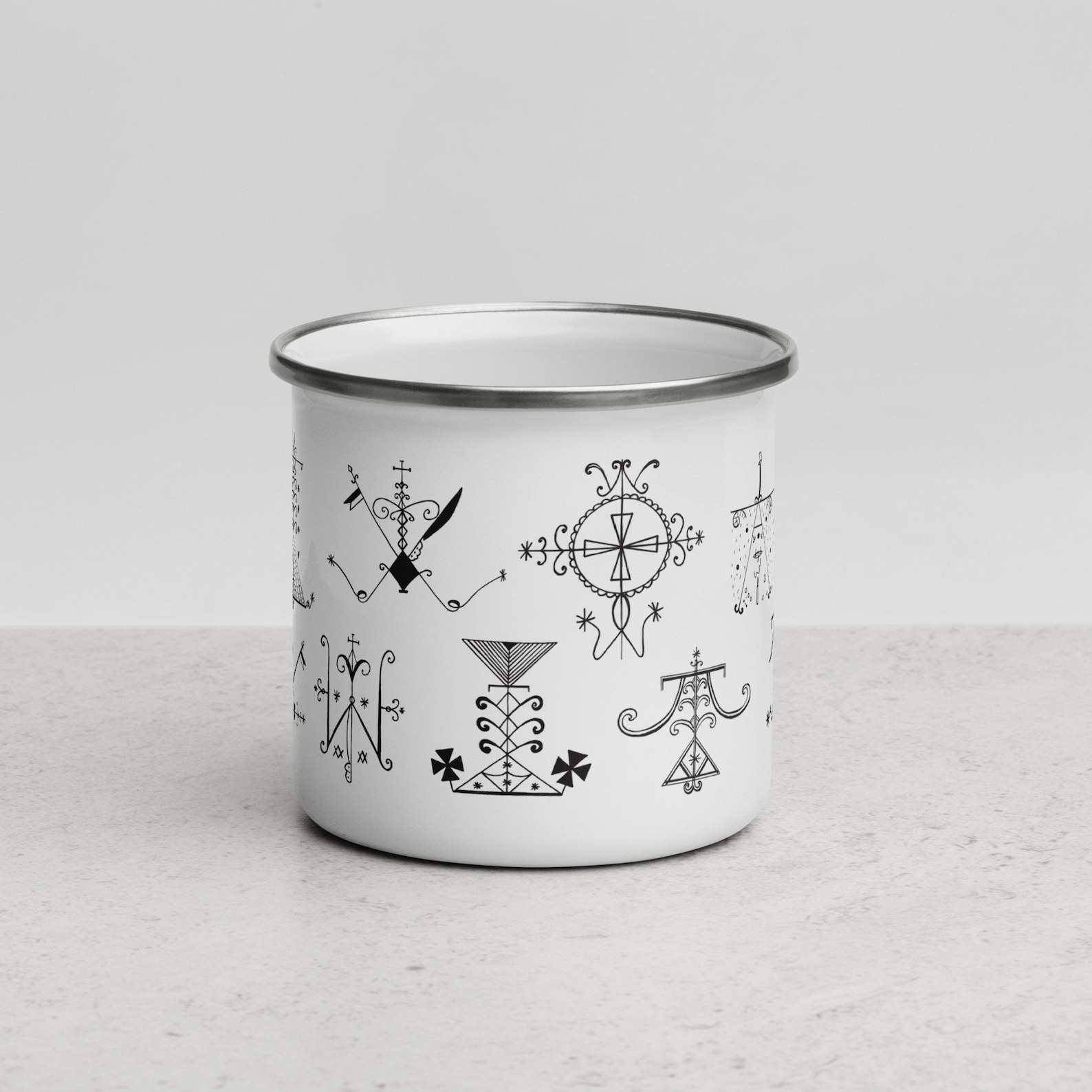 Eskòt OGOU FERAY Haitian Vodou Vèvès Enamel Mug **medium Size ...