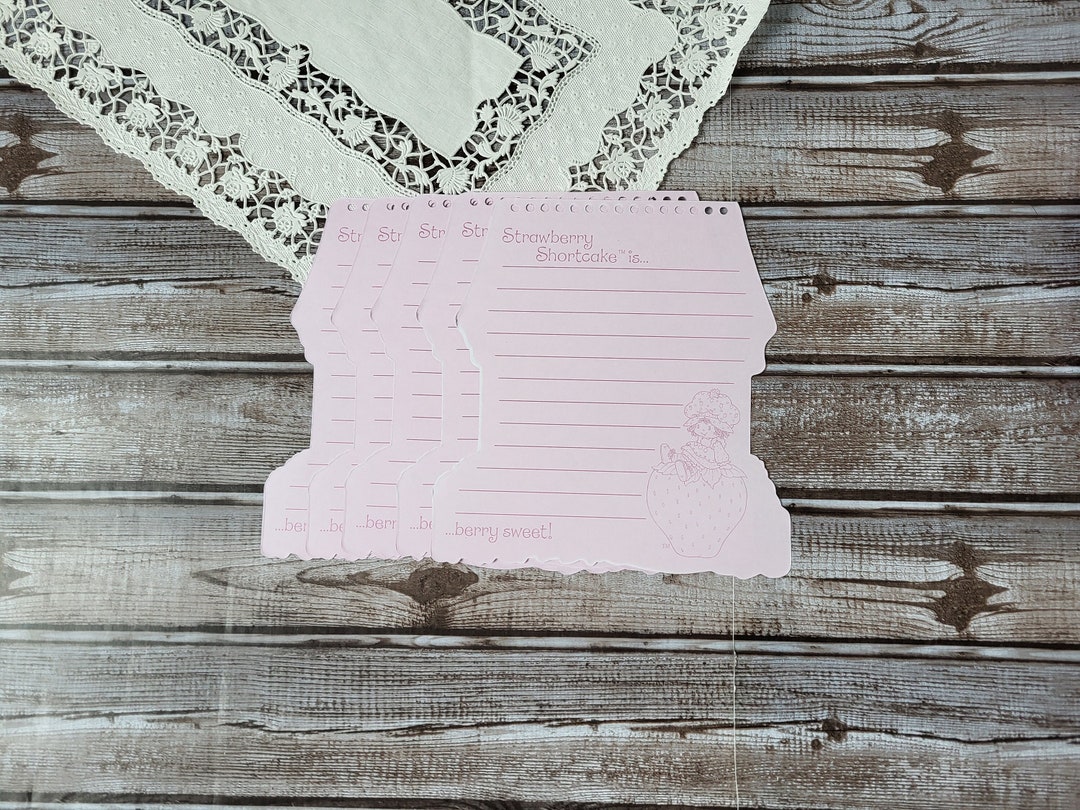 Strawberry Shortcake Notepad Sheets, Lined Stationary, Pink Paper, Junk ...
