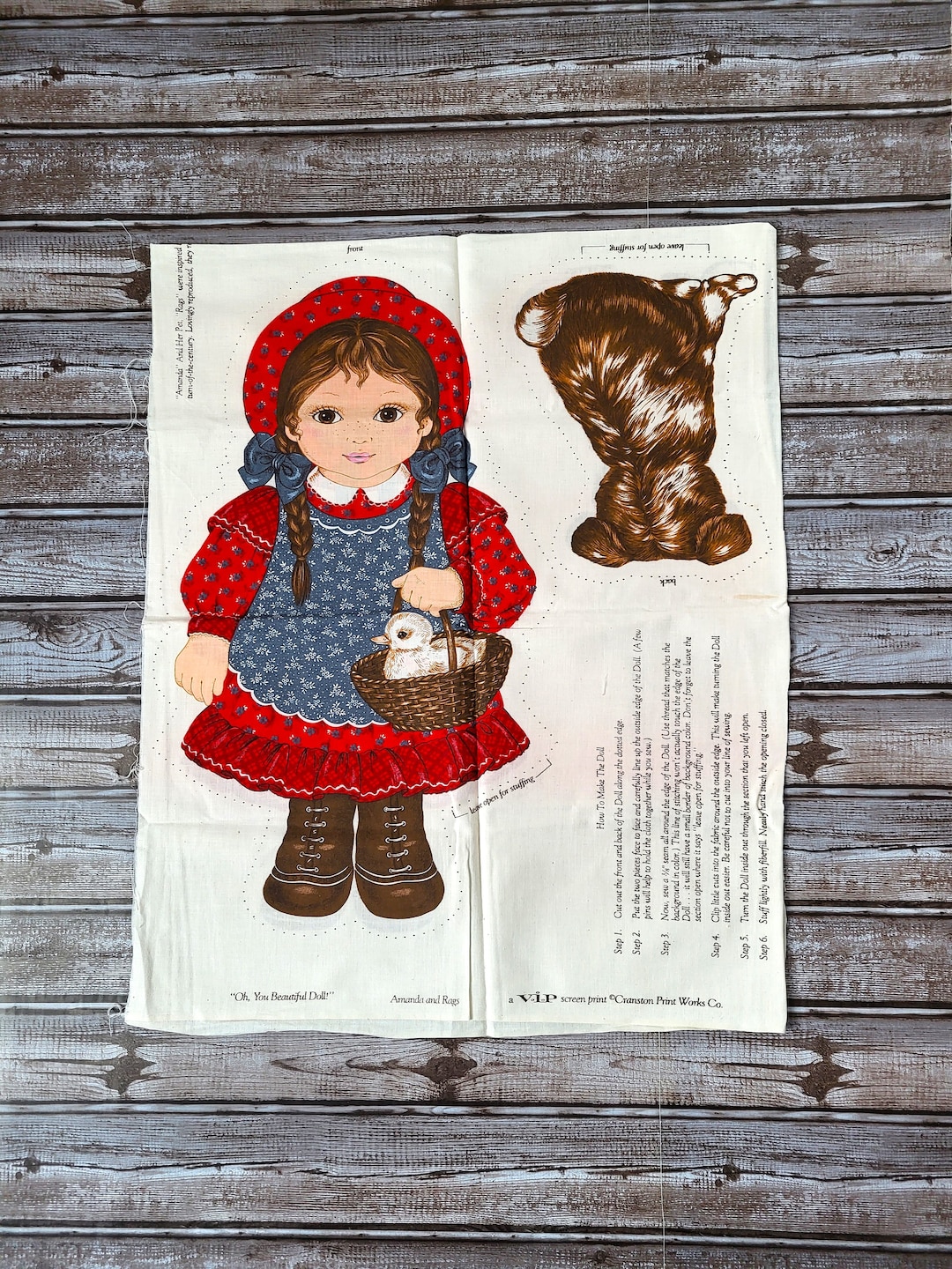 Vintage Sew and Stuff Pillow Pattern, Amanda and Rags Plush, DIY Pillow ...