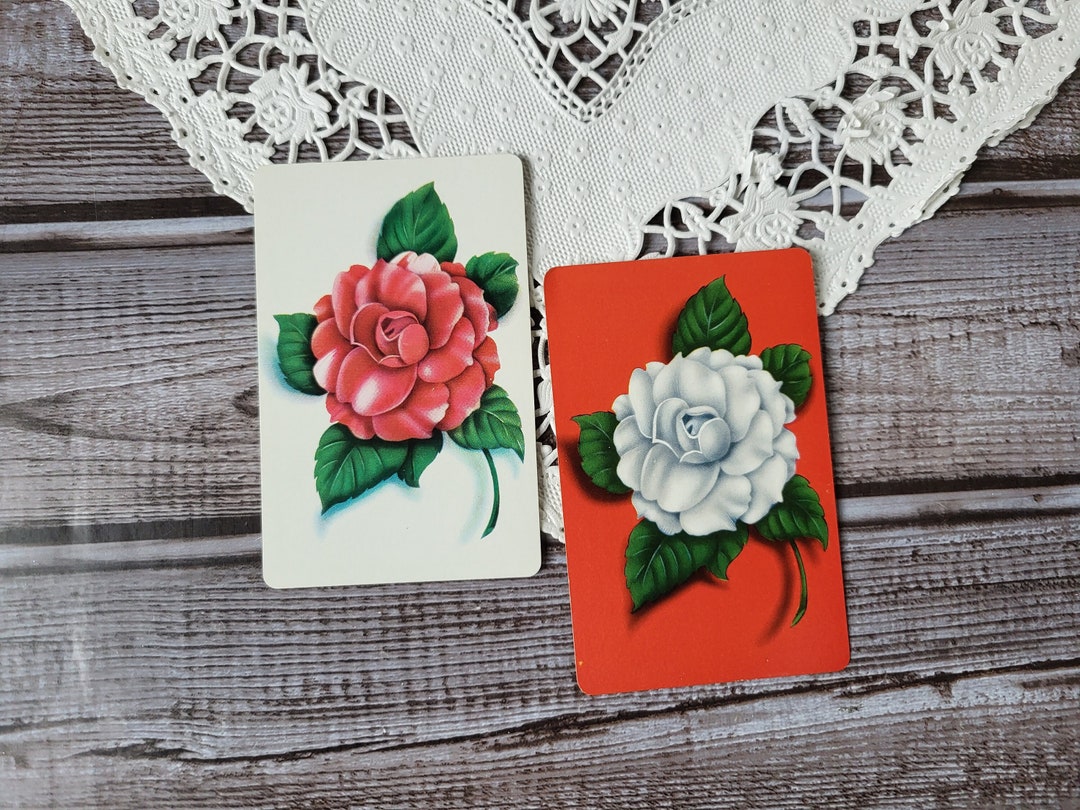 Vintage Rose Playing Card, Set of 2, Junk Journal Supplies, Kitschy ...