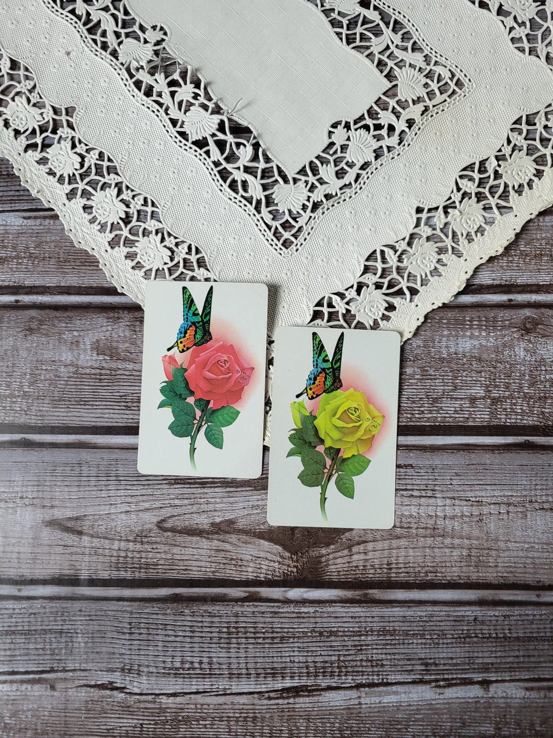 Vintage Rose Playing Card, Set of 2, Junk Journal Supplies, Butterfly ...