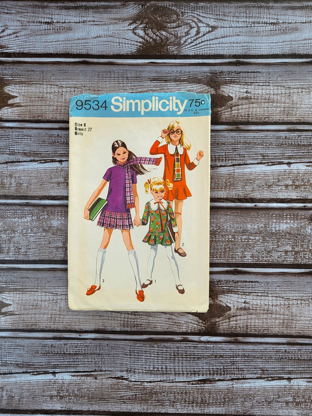 Vintage Sewing Pattern for Kids, Simplicity 9534, 70s Fashion, Girls Dress W 2 Skirts, Sewing ...