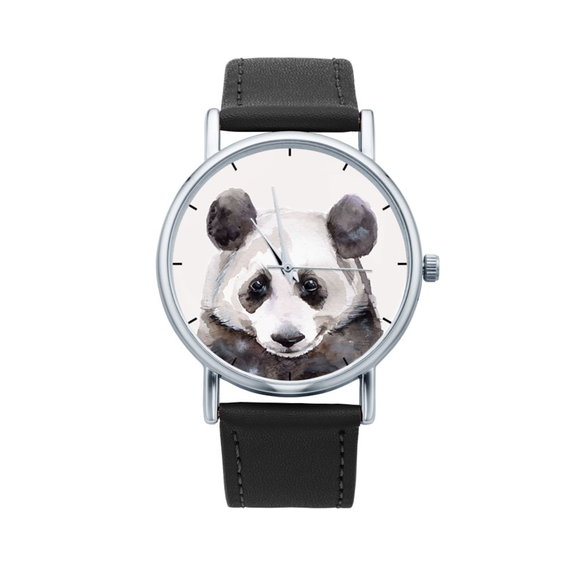 Watch on Leather Strap PANDA Wristwatch Customized - Etsy