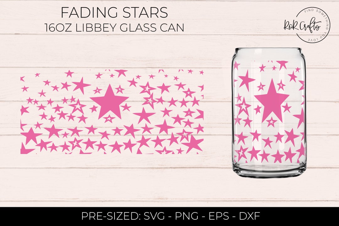 16oz Libby Glass Fading Stars - Full Wrap - Cow Print SVG - Vinyl Decal ...