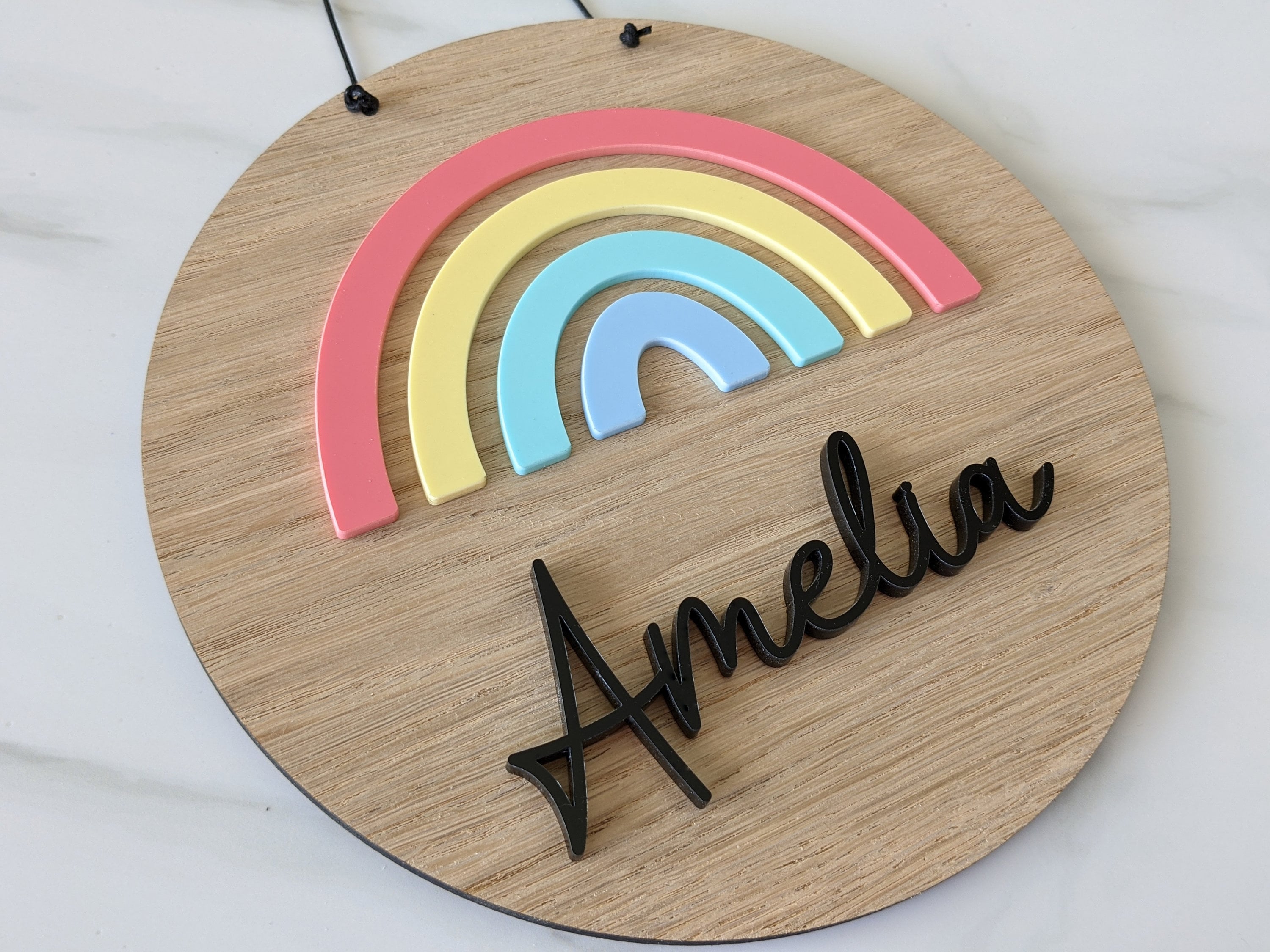 Customisable and Personalised Wooden Rainbow Plaque With | Etsy