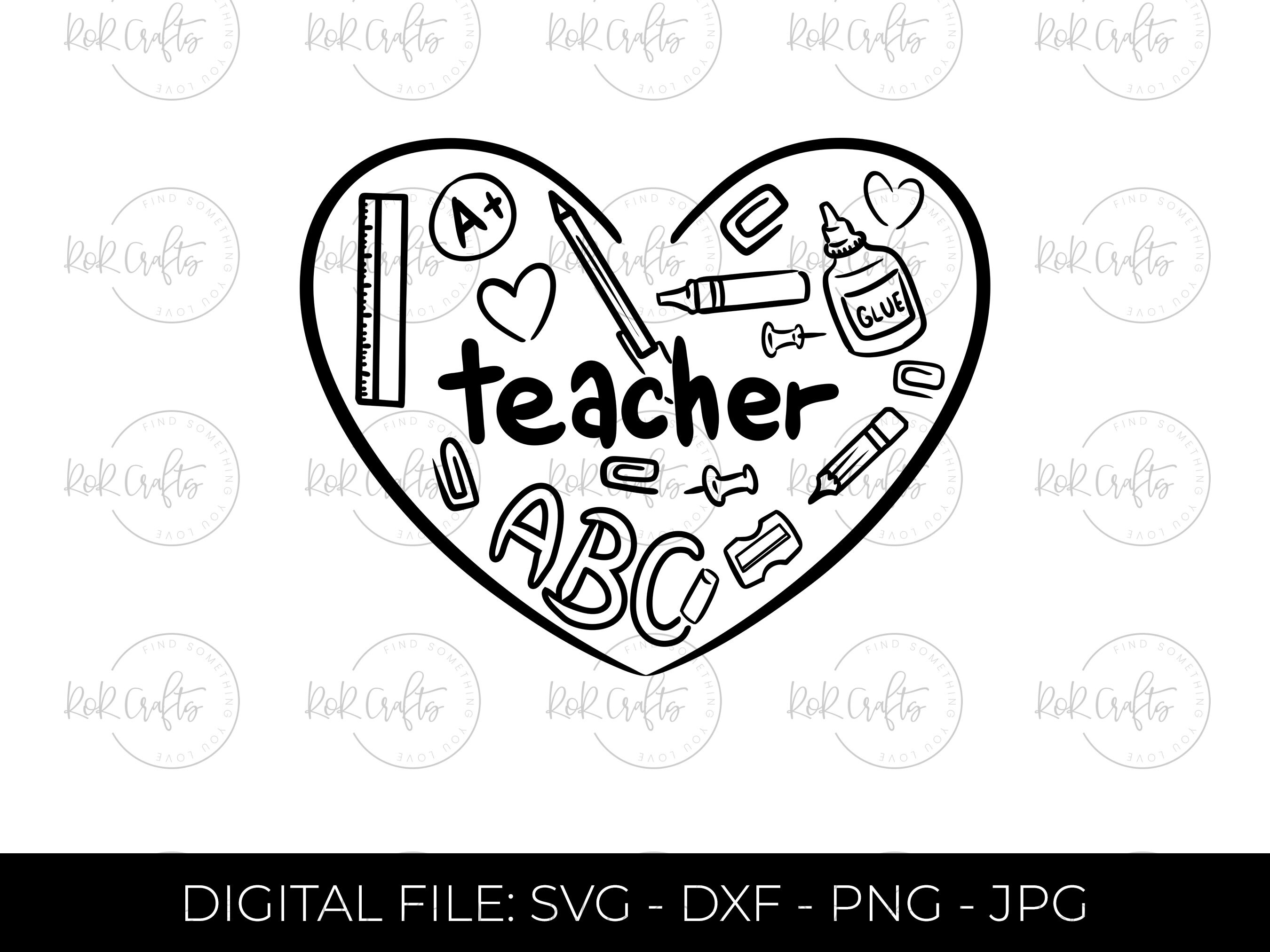 Teacher Heart SVG Teacher Svg Back to School Teacher Gift - Etsy