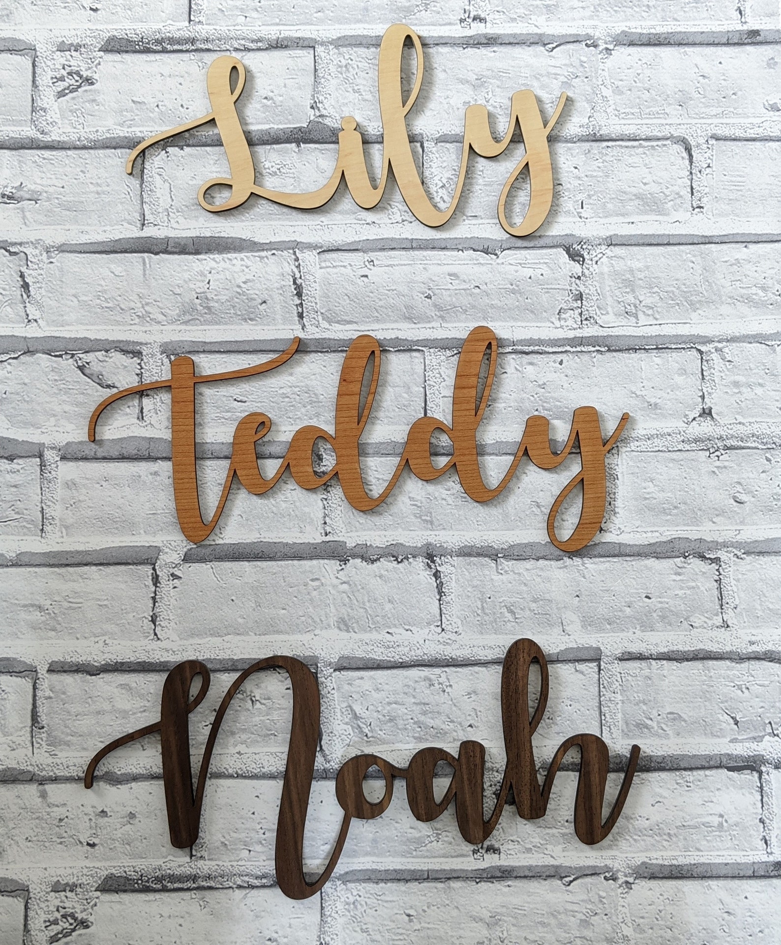 Wooden Wall Door Name Sign - Cursive Font - Art Nursery Decoration Kids ...