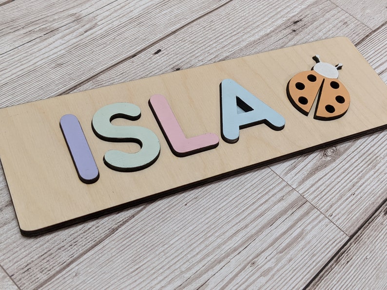 Ladybird / Lady bird Personalised Name Puzzle Wood Baby Gift | Etsy
