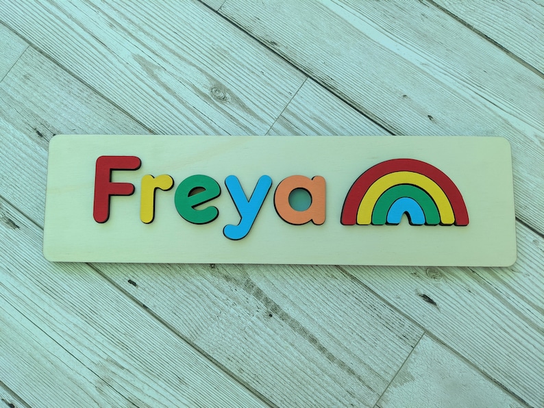 Rainbow BRIGHT COLOURS Personalised Name Puzzle Wood Baby - Etsy