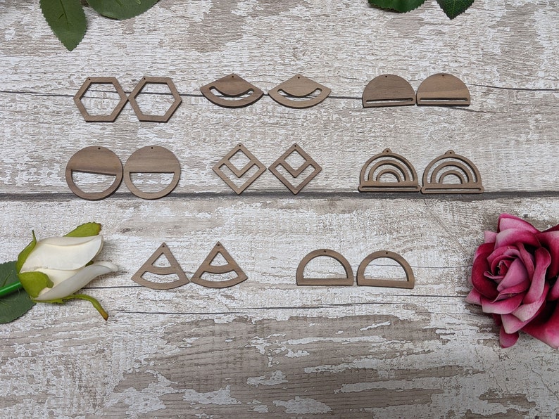 Macrame Blank Earring Walnut & Cherry Wood Blanks, 8 Options, Fully ...