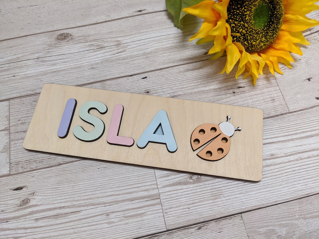 Ladybird / Lady Bird Personalised Name Puzzle, Wood Baby Gift, Wooden ...