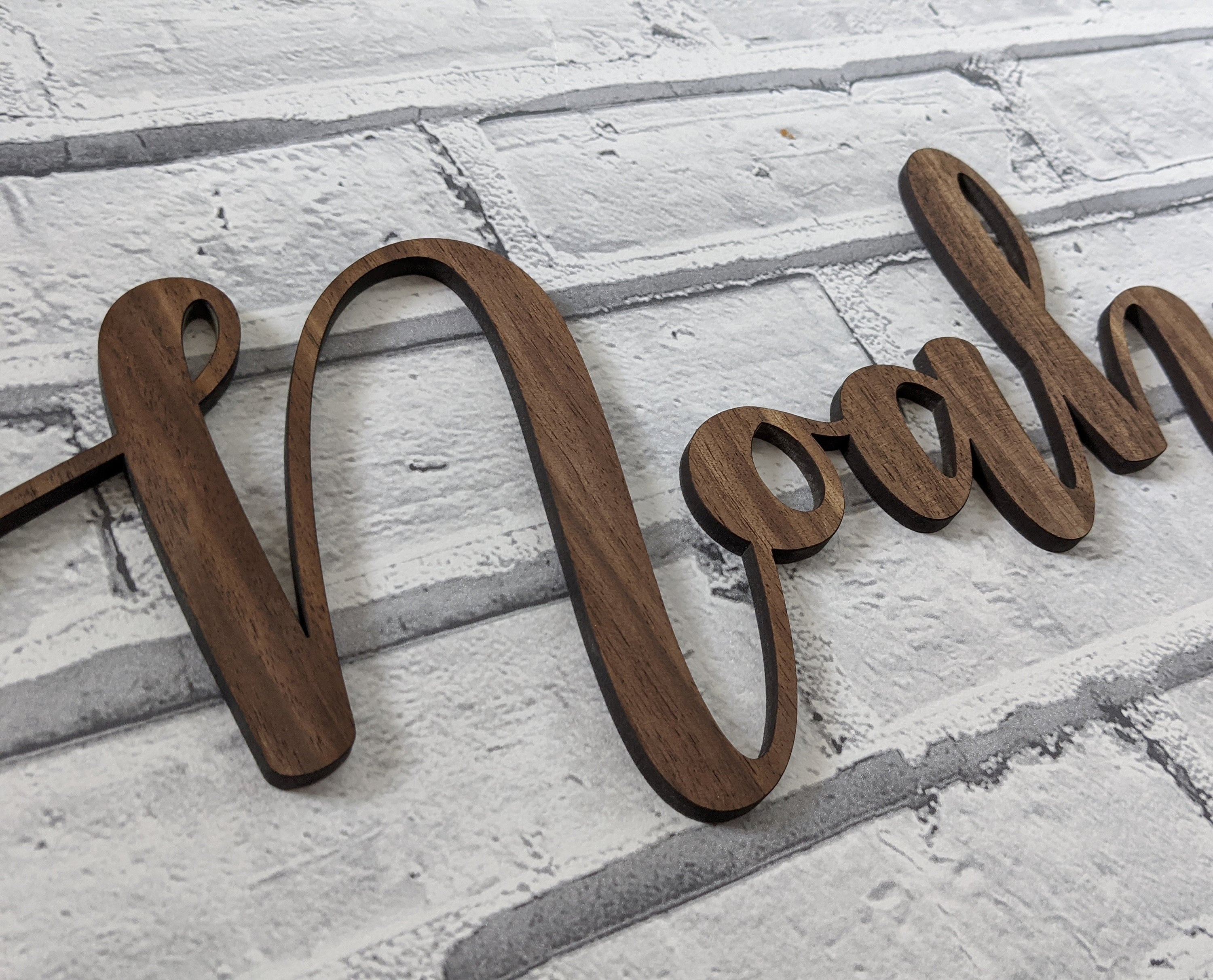 Wooden Wall Door Name Sign - Cursive Font - Art Nursery Decoration Kids ...