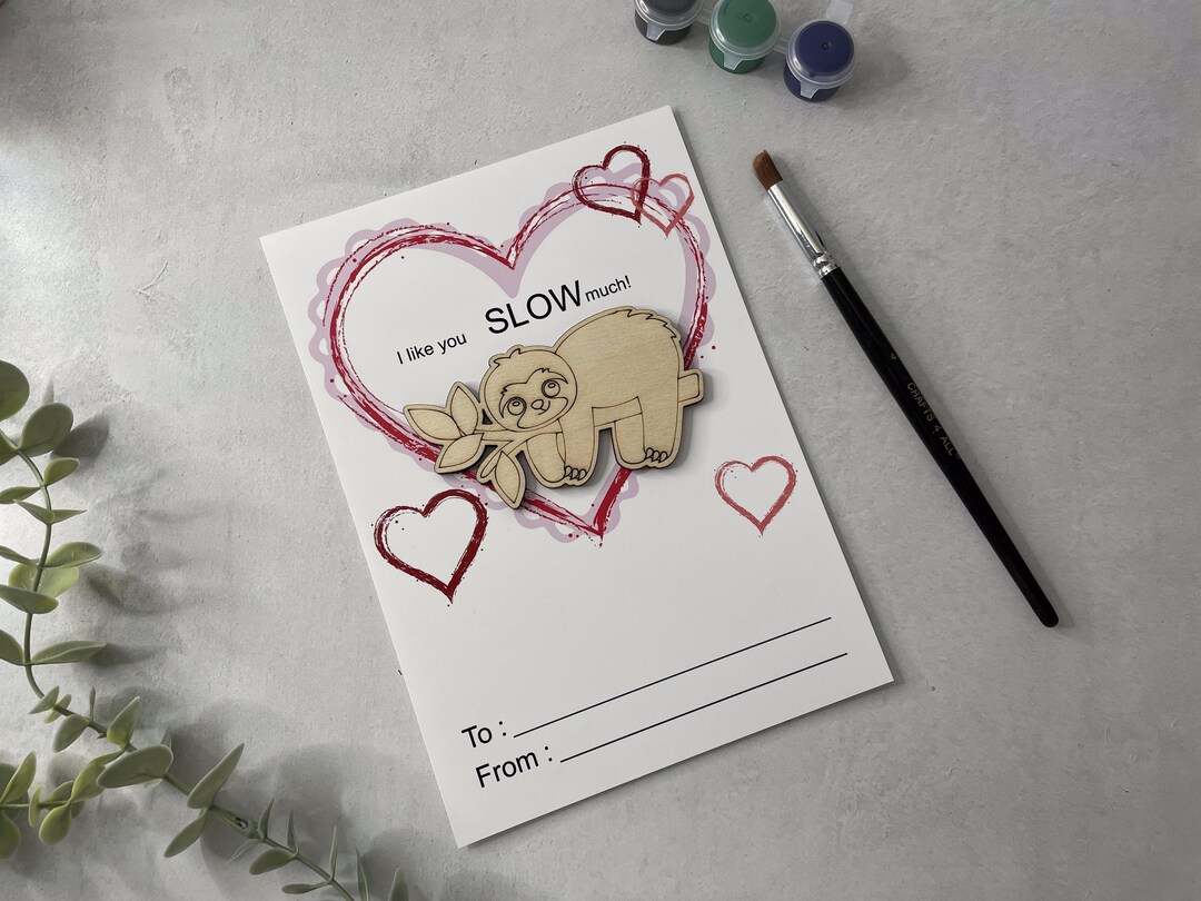Sloth Children's Valentines Day Card With Pocket Hug Love Gift for Him ...