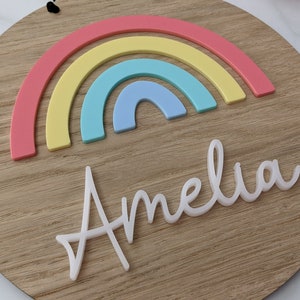 Customisable and Personalised Wooden Rainbow Plaque With Pastel Acrylic ...