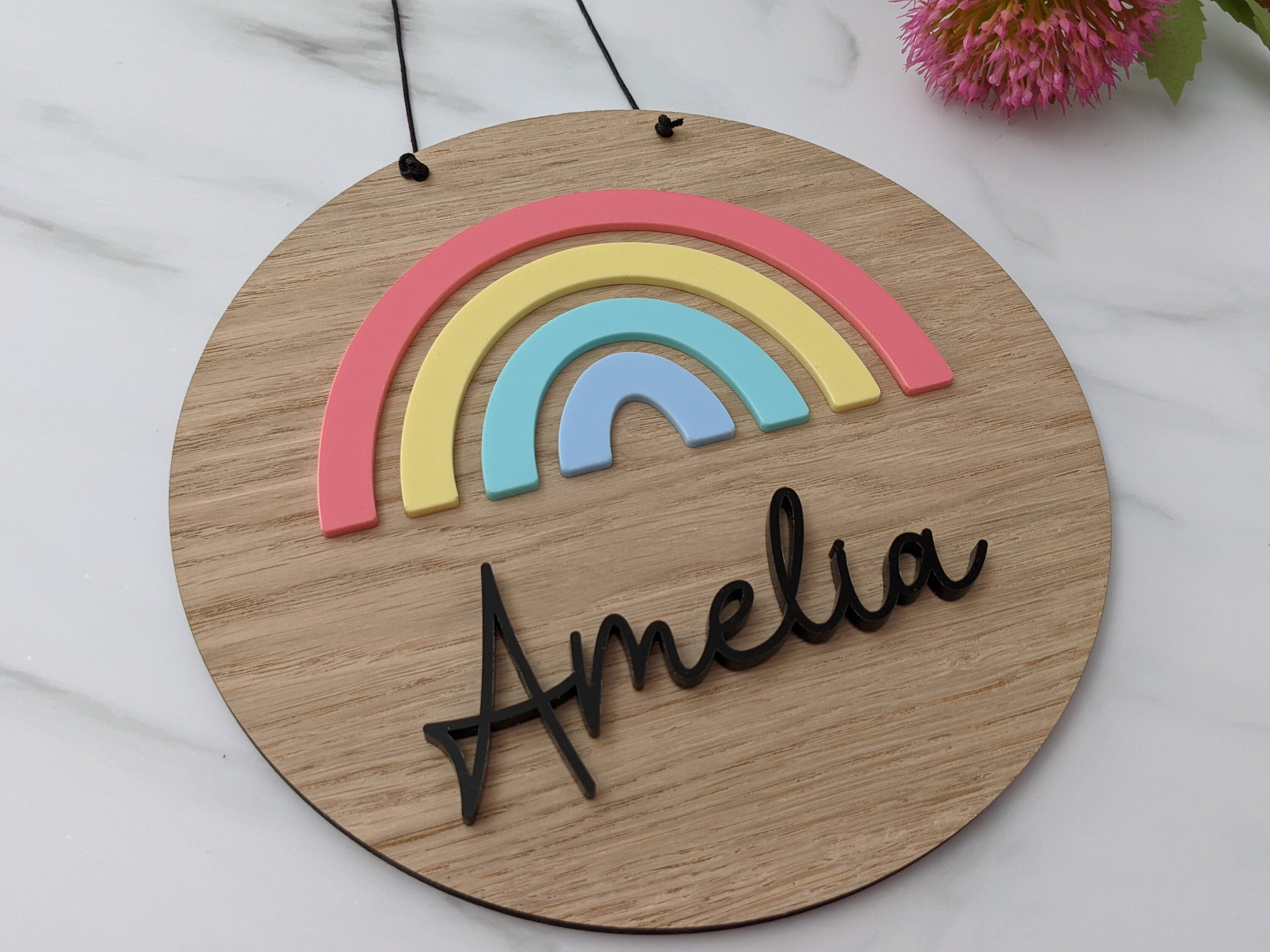 Customisable and Personalised Wooden Rainbow Plaque With - Etsy UK