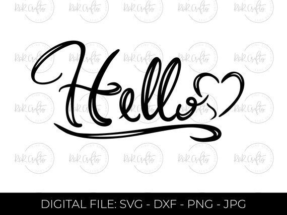 Bonjour SVG Hello with Heart svg Designs Fichier coupé pour - Etsy France