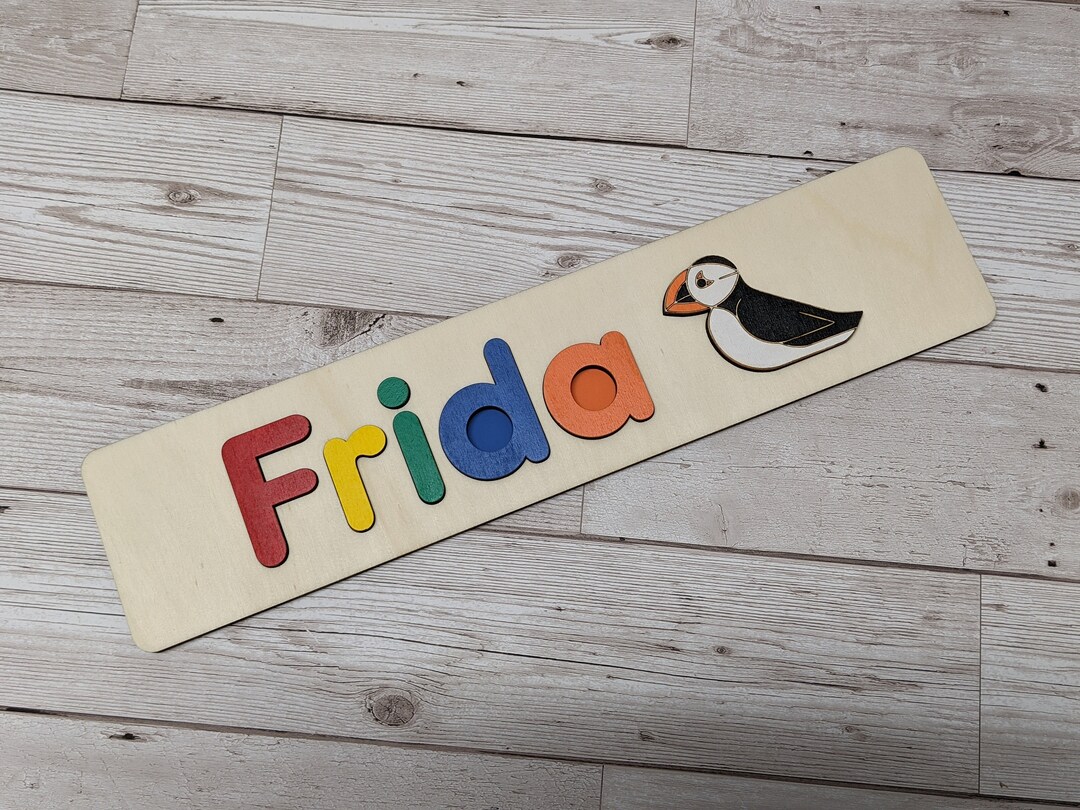 Puffin Themed - BRIGHT or PASTEL COLOURS - Personalised Name Puzzle ...