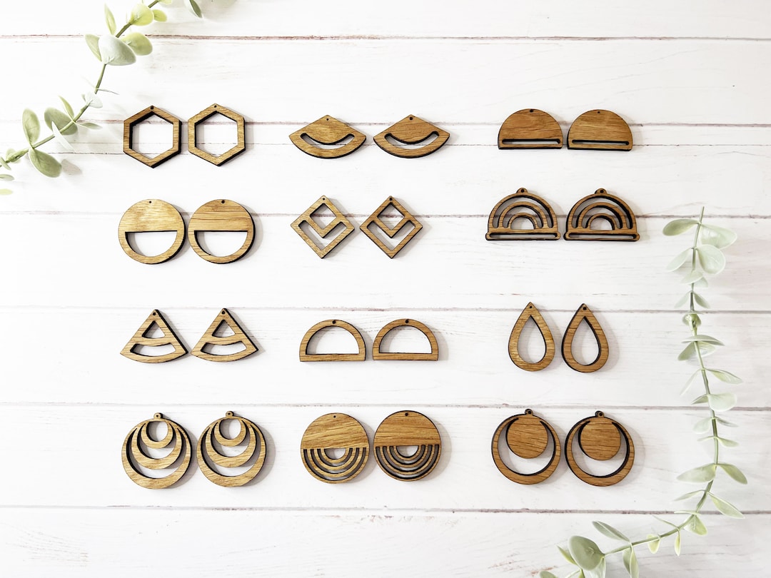 Macrame Blank Earring Oak Wood Blanks, 17 Options, Fully Customisable ...