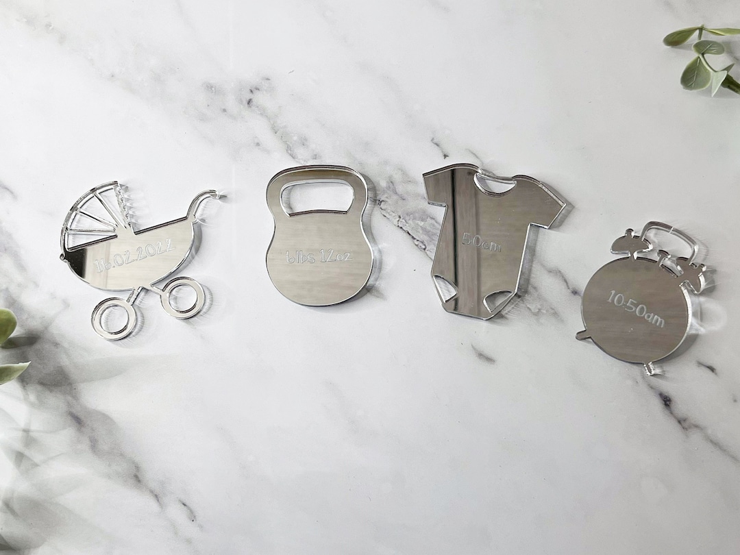 Baby Stats Icons - Mirrored Acrylic Icons for Baby Arrival Signs - New ...