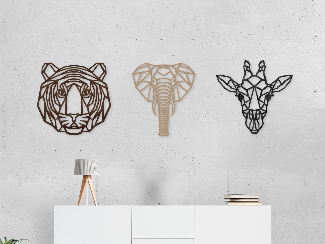 Safari Themed Wall Decor Art Wooden Geometric - Nursery - Elephant ...