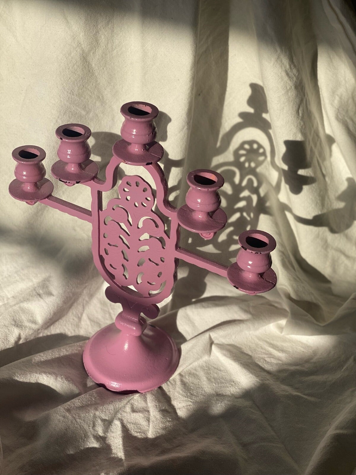 Purple Paint Iron Hugo Berger Goberg Style Floral Motif Candelabra 5 ...