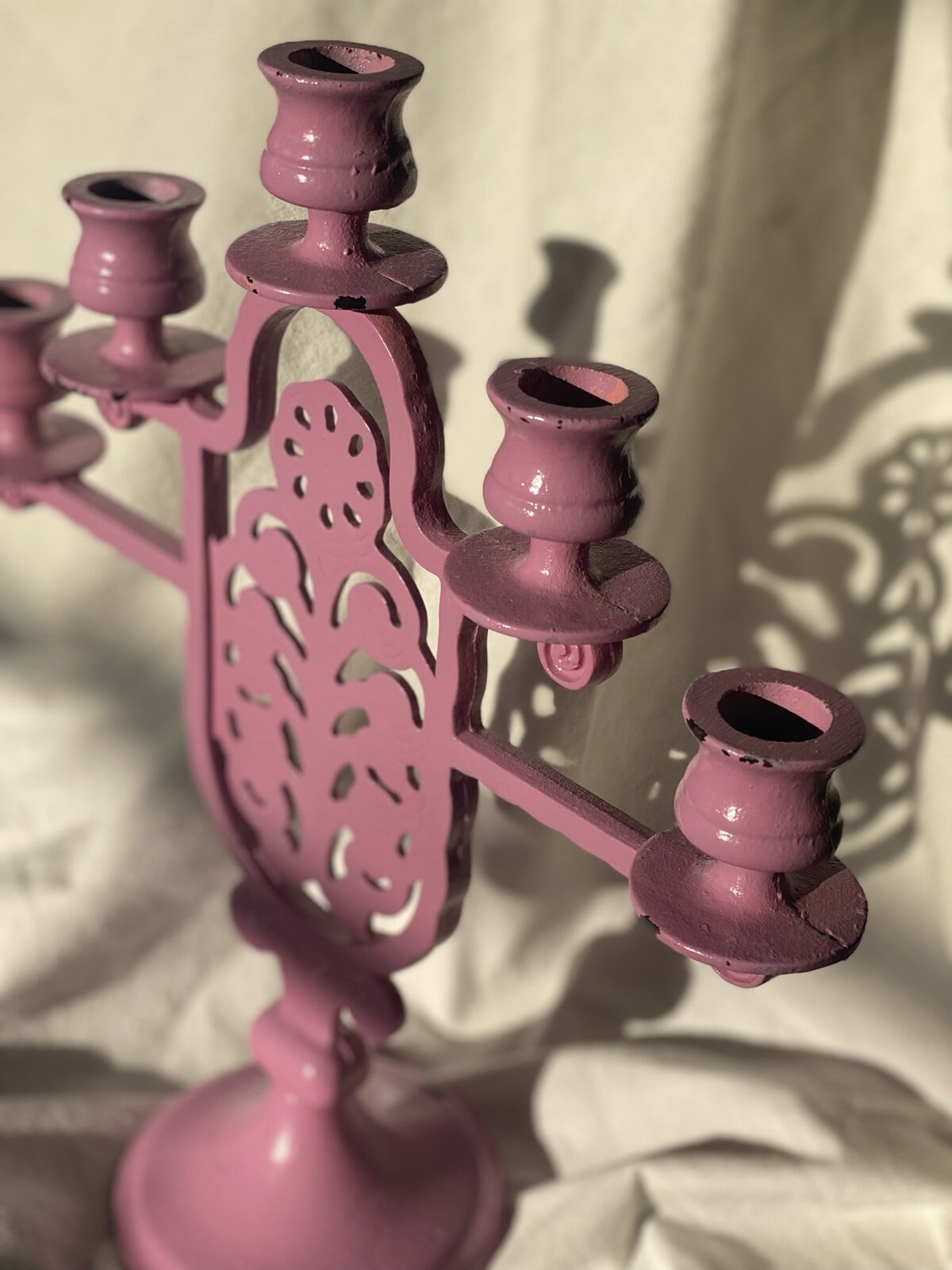 Purple Paint Iron Hugo Berger Goberg Style Floral Motif Candelabra 5 ...
