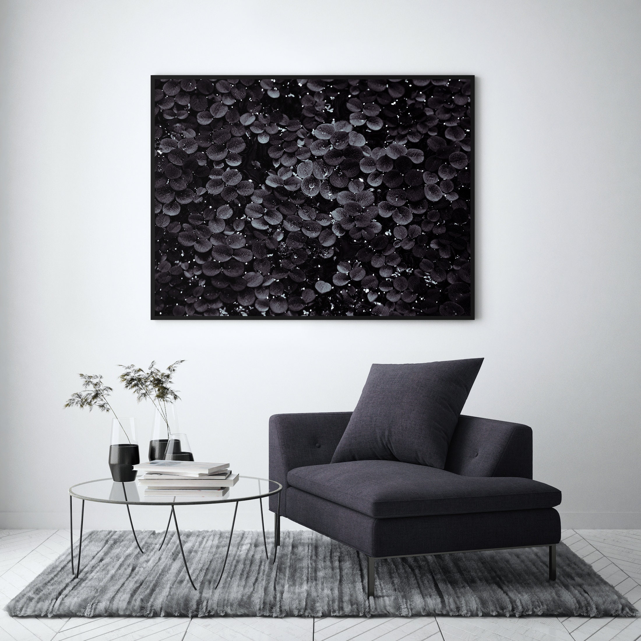 Black Botanical Print, Abstract Black and White Photography Print, Dark ...