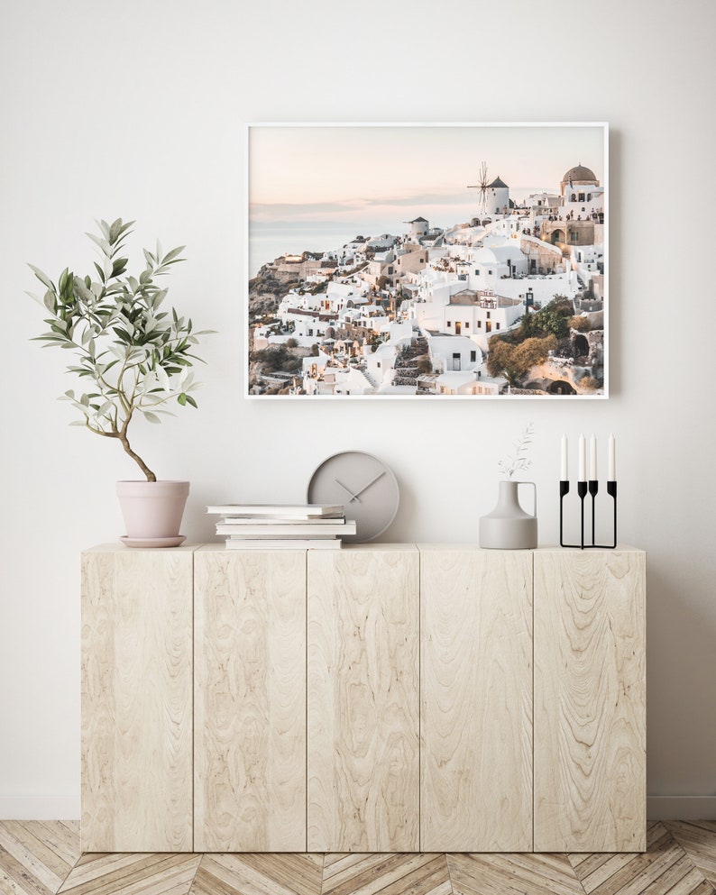 Santorini Print Greece Wall Art Coastal City Print Coastal - Etsy
