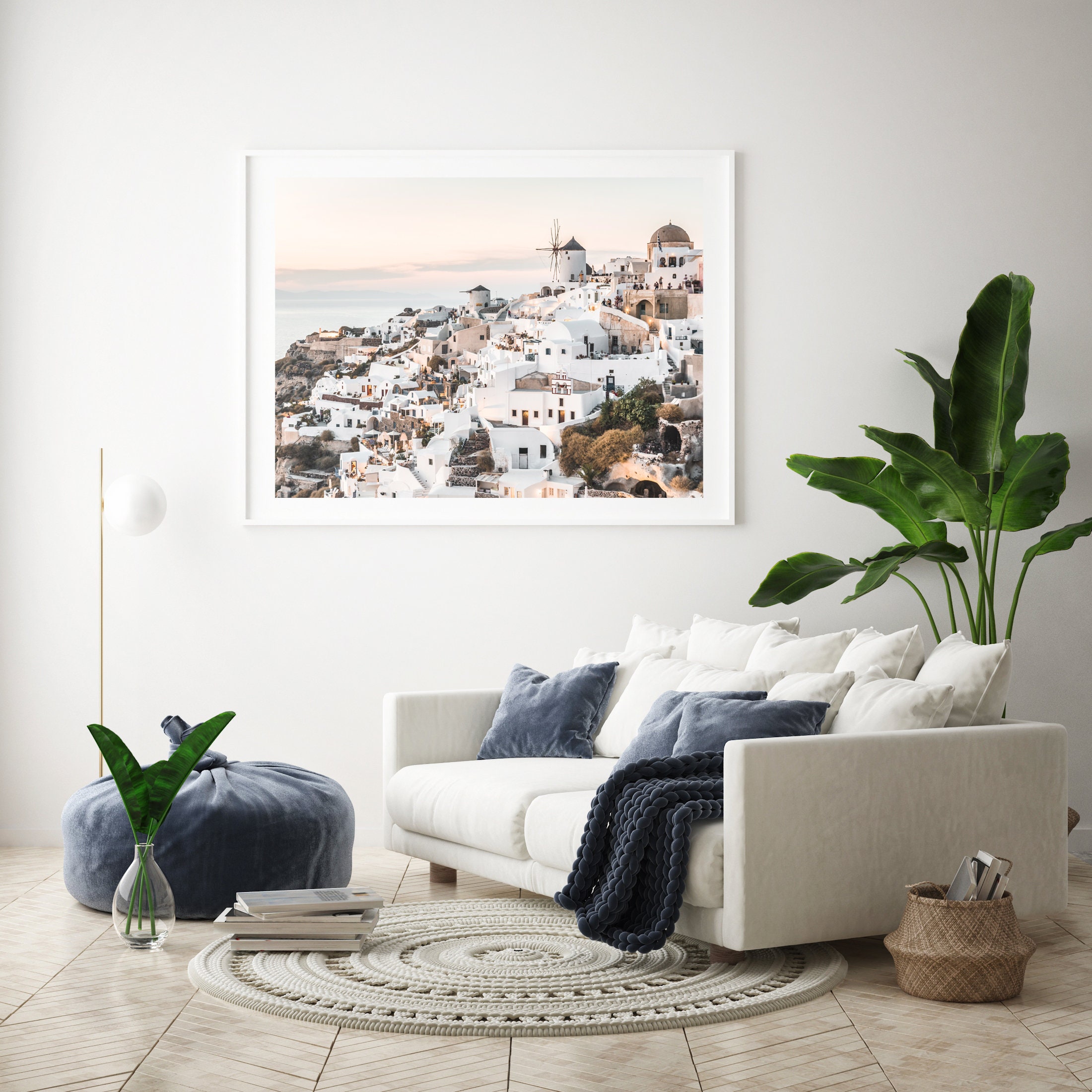 Santorini Print Greece Wall Art Coastal City Print Coastal - Etsy