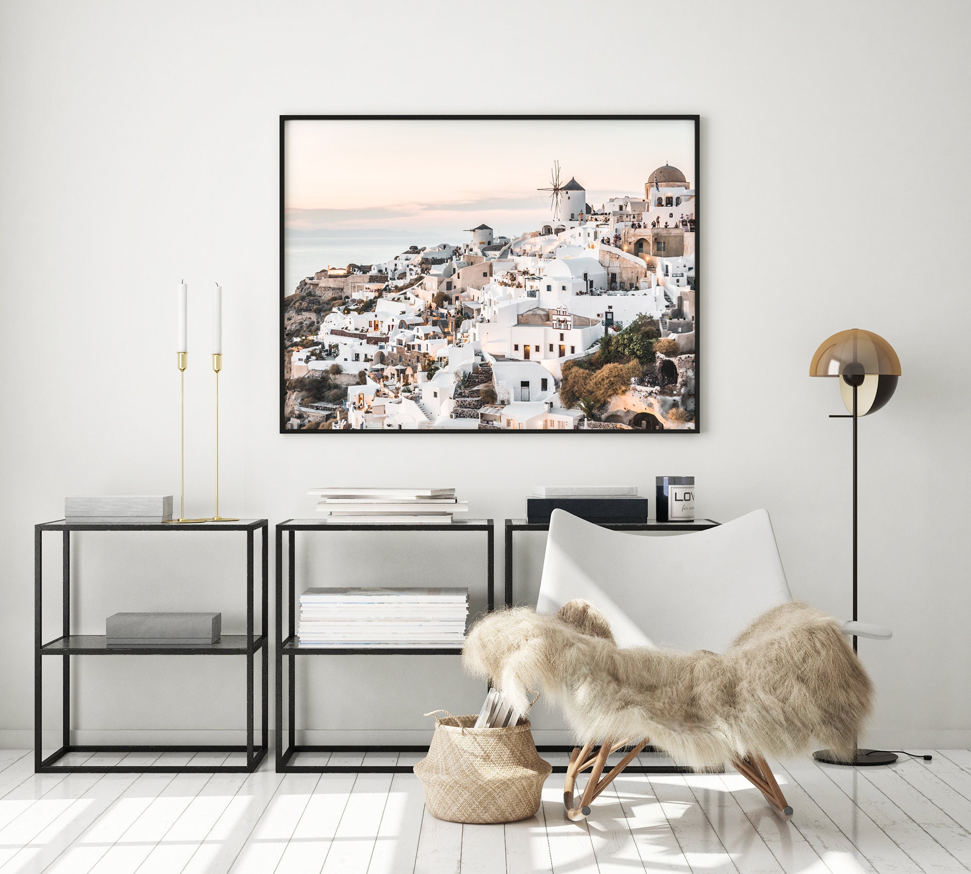 Santorini Print Greece Wall Art Coastal City Print Coastal - Etsy