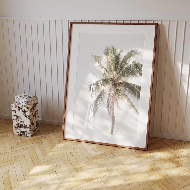 Palm Tree Print, Minimalist Beach Photography, Coastal Wall Art ...