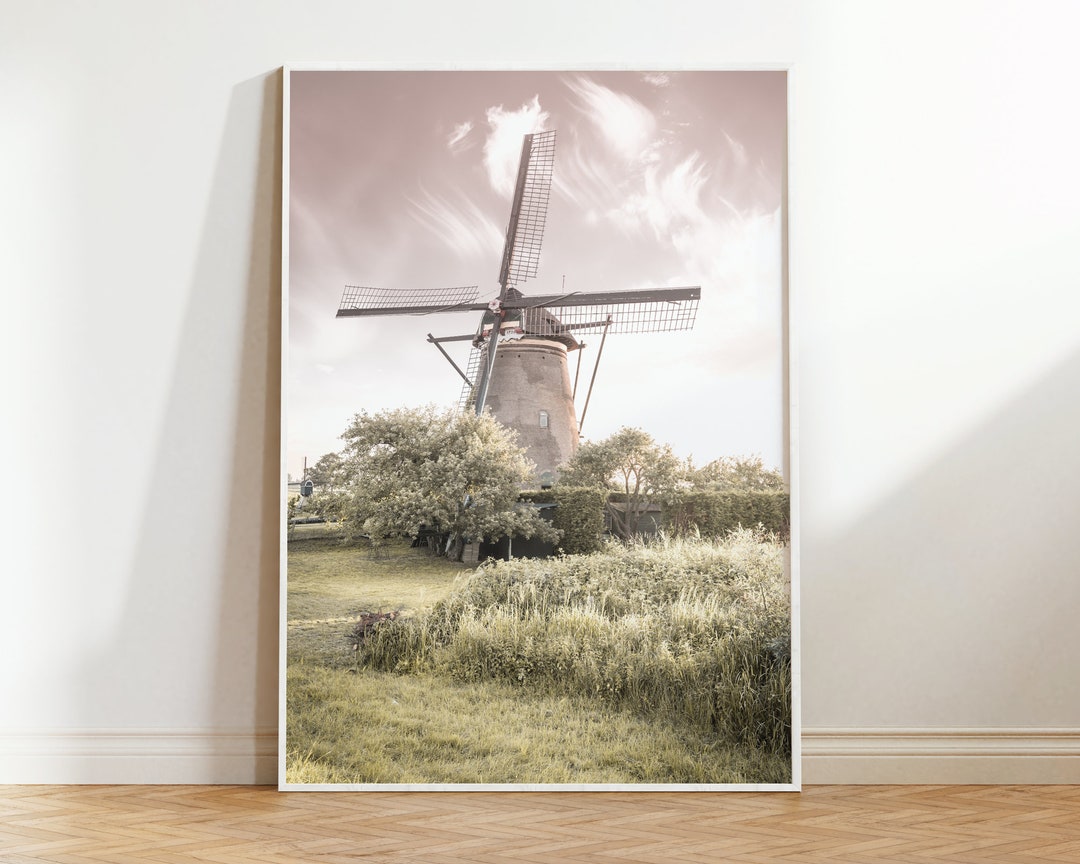 Modern Farmhouse Print, Cottagecore Decor, Dutch Windmill Print ...