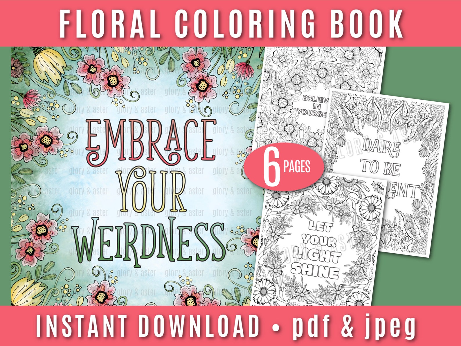 Motivational Flower Coloring Book Printable Adult Coloring Pages ...