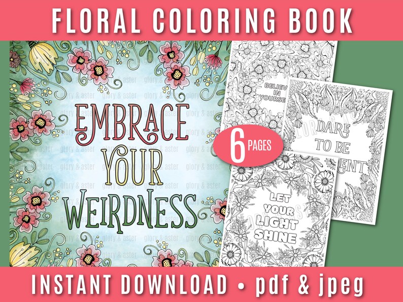 Motivational Flower Coloring Book Printable Adult Coloring Pages ...