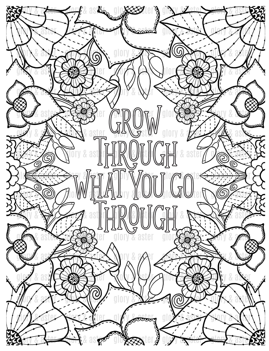 Motivational Flower Coloring Book Printable Adult Coloring Pages ...