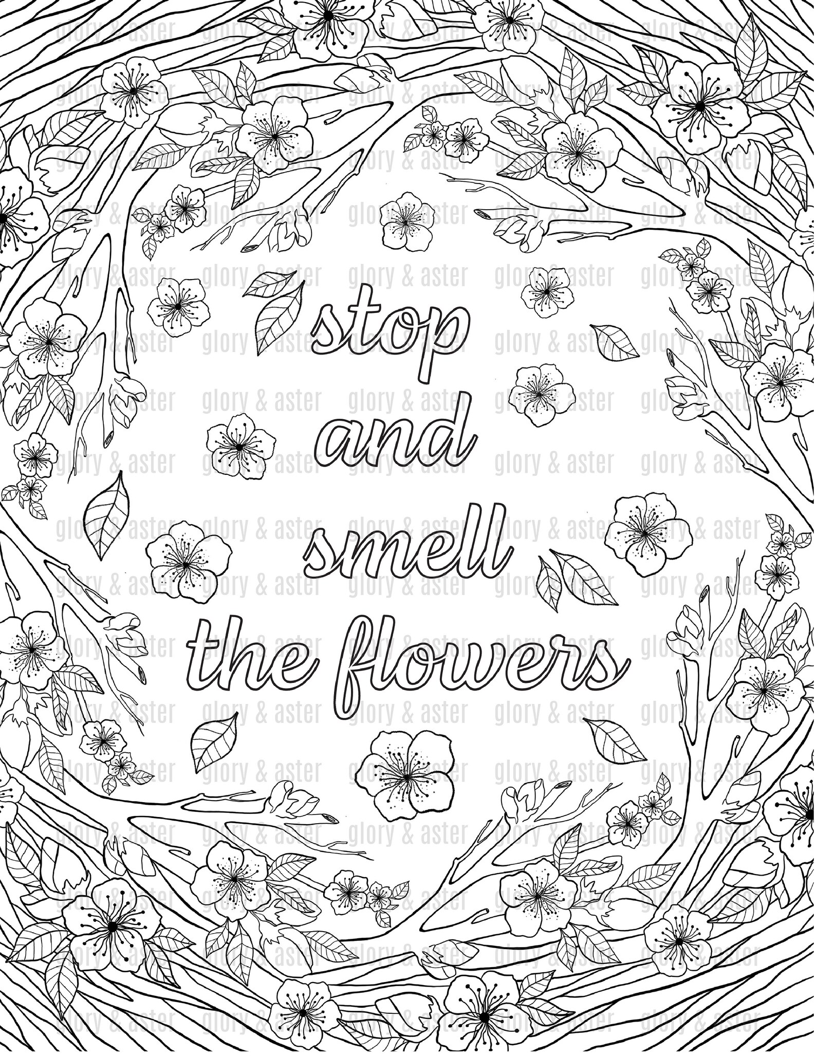 Spring Floral Coloring Book Printable Adult Coloring Pages Flower ...