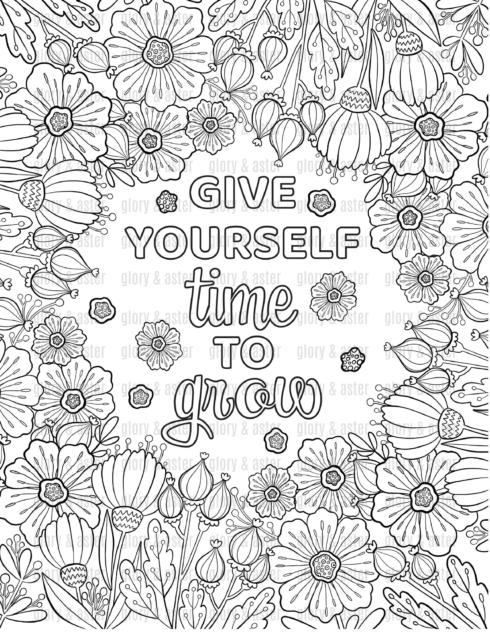 Wildflowers Flower Coloring Book Printable Adult Coloring Page Instant ...