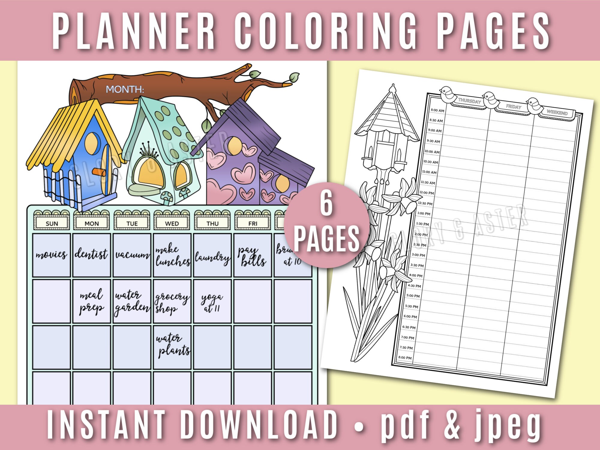 Coloring Planner Printable Planner Weekly to Do List Goal Planner ...